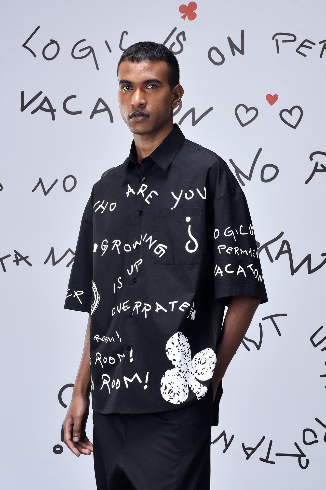 Shop Relaxed Fit Scribble Shirt For Men - Black Online