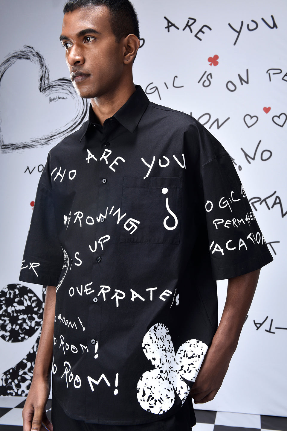 Shop Relaxed Fit Scribble Shirt For Men - Black Online